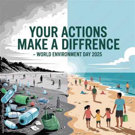 Before And After Beach Cleanup Split Screen Image Showing Plastic Pollution Vs Clean Nature