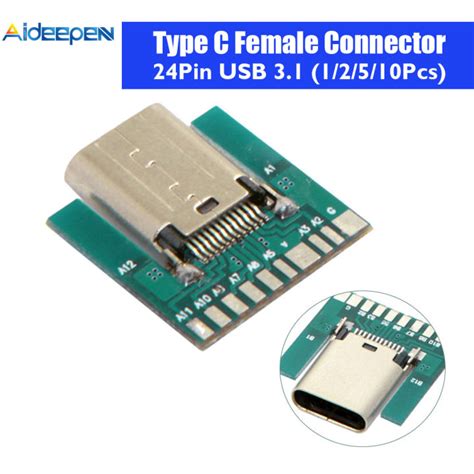 Original Aideepen Pcs Usb Type C Pin Usb C Female Plug Socket Connector Smt Type With