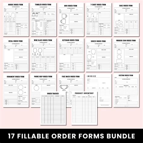 Fillable Order Forms Bundle Small Business Printable Forms Pdf