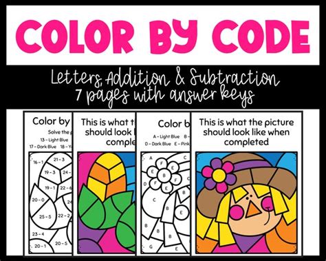 Color By Code Printable Fall Theme Instant Download Etsy