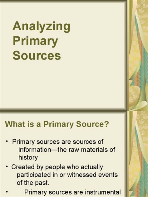 Analyzing Primary Sources In History Pdf