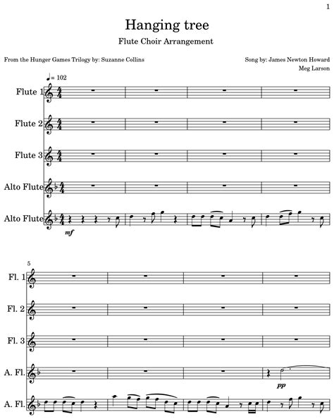Hanging Tree Sheet Music For Flute Alto Flute