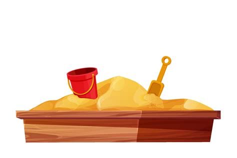Wooden Sandbox With Sand Pile In Cartoon Style Playground For Kirs