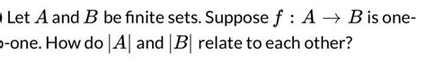 Solved Let A And B Be Finite Sets Suppose Fa→b Is One One