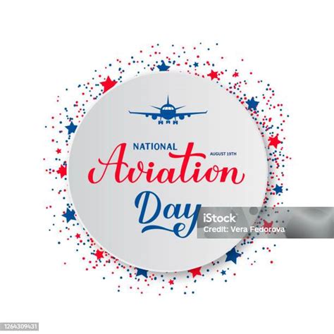 국립 항공의 날 서예 손 문자 및 흰색 종이 접시에 비행기 8월 19일 미국에서의 휴일이 축하되었습니다 배너 타이포그래피 포스터 인사말 카드 전단지 등을 위한 벡터 템플릿