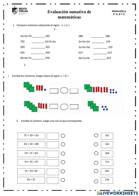 Matemáticas Free Interactive Worksheets 7072815