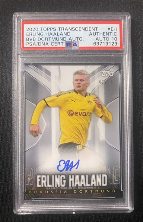 2020 Topps 多特蒙德足球俱乐部 Erling Haaland Rc 多特队盒 哈兰德 新秀 签字 75编 卡签 Psa 签字10分
