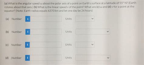 solved a what is the angular speed w about the polar axis