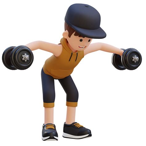 3d Sportsman Character Performing Dumbbell Bent Over Reverse Fly 26470166 Png