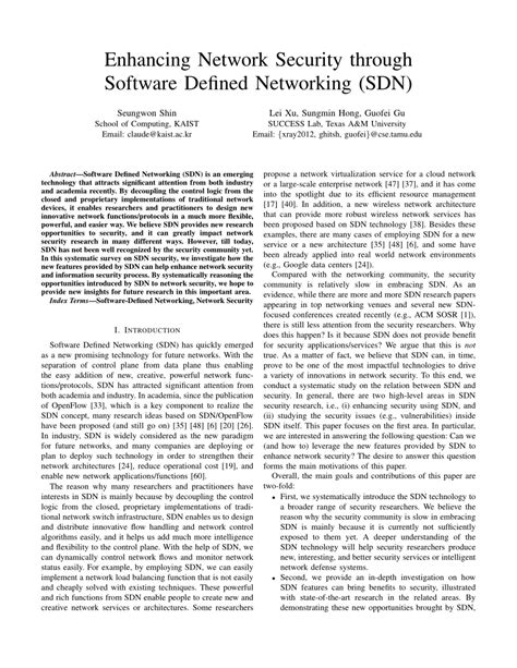 Pdf Enhancing Network Security Through Software Defined Networking Sdn