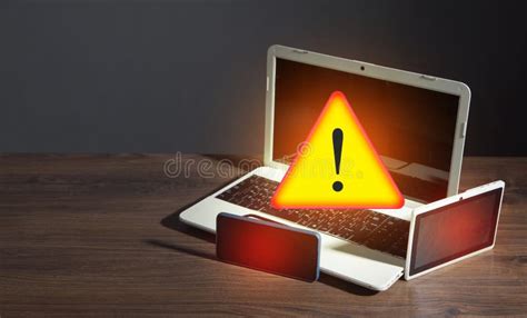 laptop computer tablet smartphone system hacked warning alert stock