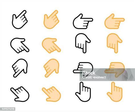Clicker Pointer Hand Line Icons Computer Mouse Symbol Hand Cursor Touching Signs Vector