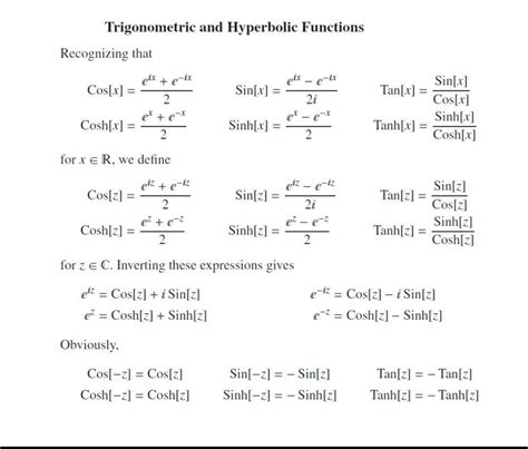 Trigonometric And Hyperbolic Functions Recognizing Chegg Com