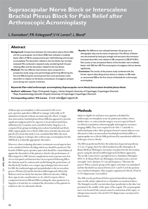 Pdf Suprascapular Nerve Block Or Interscalene Brachial Plexus Block