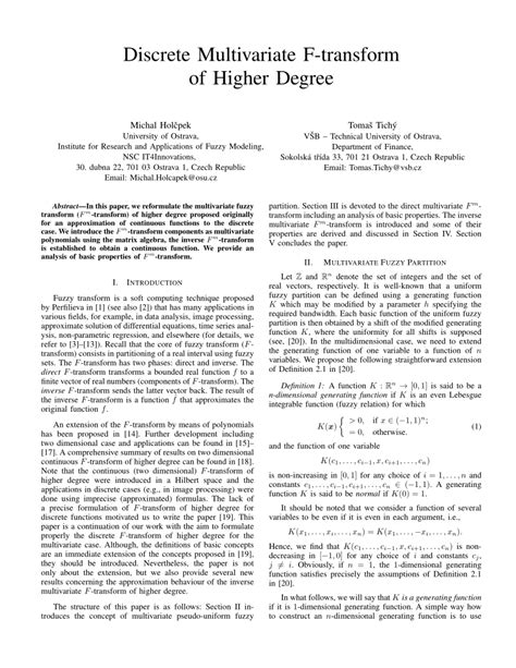 Pdf Discrete Multivariate F Transform Of Higher Degree