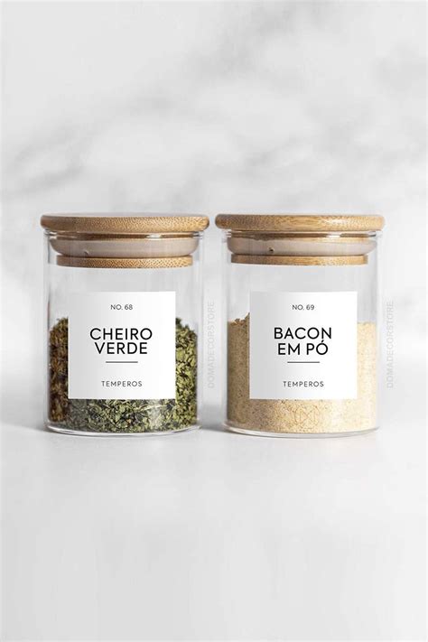 Etiqueta Para Tempero Em Adesivo Premium Rótulo Minimalista Para