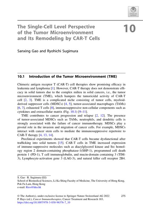 Pdf The Single Cell Level Perspective Of The Tumor Microenvironment