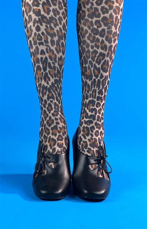 Leopard Print Tights Ladies Vintage Retro 60s 70s Style Mod Shoes