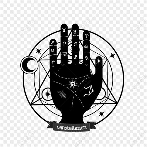창의적인 손으로 그린 Palmistry 및 열두 별자리 일러스트운세손바닥 Png 일러스트 무료 다운로드 Lovepik