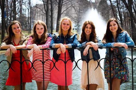 Outdoor Pose For Group Of Girls On A Bridge Or Fence All With Same Outdoor Pose For Group Of Girls On A Bridge Or Fence All With Same