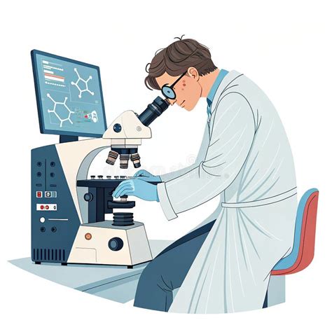 Scientist Using Laser Microscope Stock Illustration Illustration Of