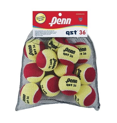 Penn Qst 36 펠트 레드 테니스 공 볼 메시 백 12개 티몬
