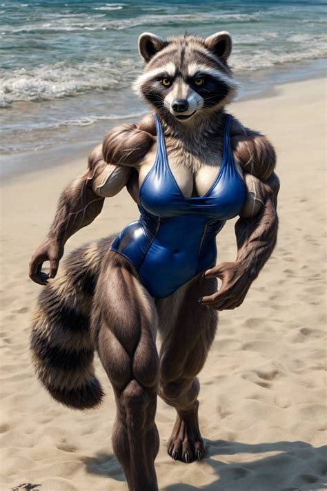The Muscular Female Raccoon By V8 Ai On Deviantart