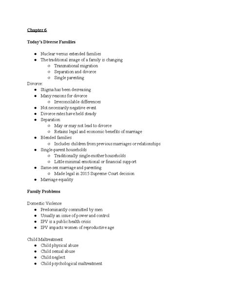 Fsw 201 Class Notes Professor Pope Chapter 6 Todays Diverse Families Nuclear Versus