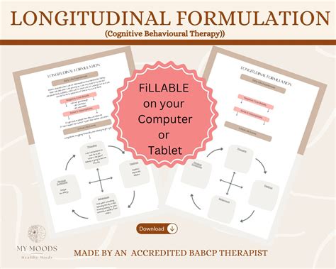 Longitudinal Cbt Formulation Case Conceptualisation Cbt Therapy Worksheet Digital Download