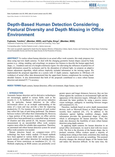 Pdf Depth Based Human Detection Considering Postural Diversity And