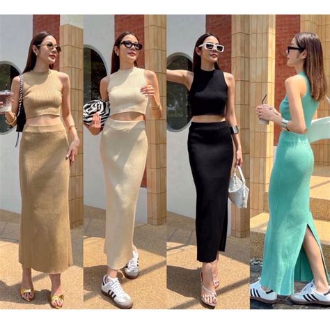 Onlyfashion Terno Longskirt Knitted 5655 Shopee Philippines