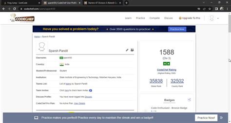 Sparsh Pandit On Linkedin Codechef Cp Coding Problemsolving