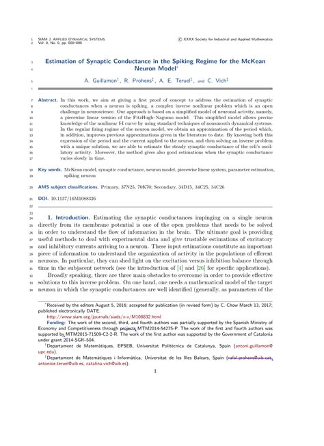 Pdf Estimation Of Synaptic Conductance In The Spiking Regime For The