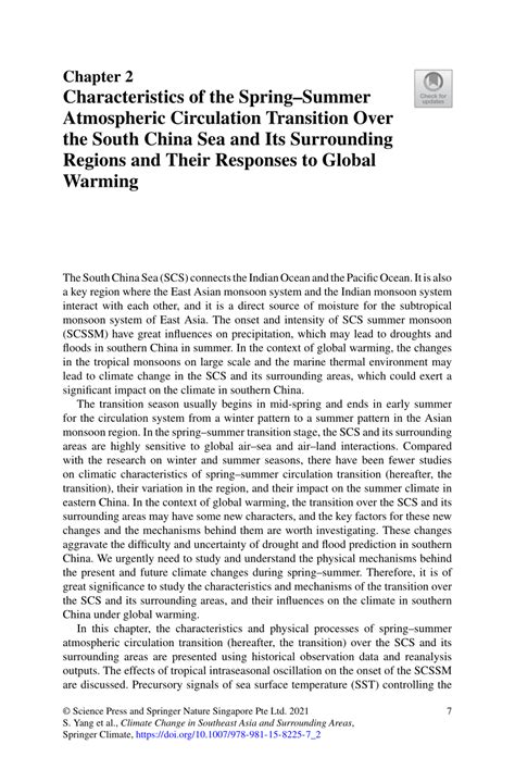 Pdf Characteristics Of The Springsummer Atmospheric Circulation Transition Over The South