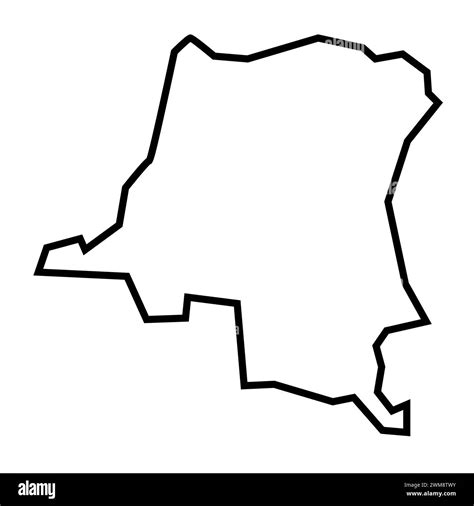 Democratic Republic Of The Congo Country Thick Black Outline Silhouette Simplified Map Vector