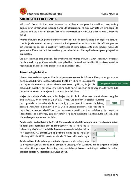 Manual Microsoft Excel 2016 Cip Pdf Hoja De Cálculo Microsoft Excel