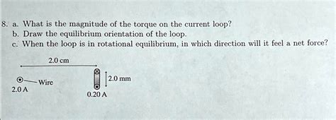 A What Is The Magnitude Of The Torque On The Current Loop B Draw The Equilibrium Orientation Of
