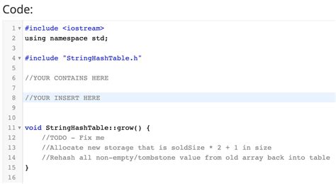 Solved Hashset Grow Please Include Code In The Todo Fix