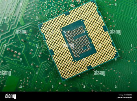 Close Up Of Computer Processor On Micro Circuit Electric Motherboard Stock Photo Alamy