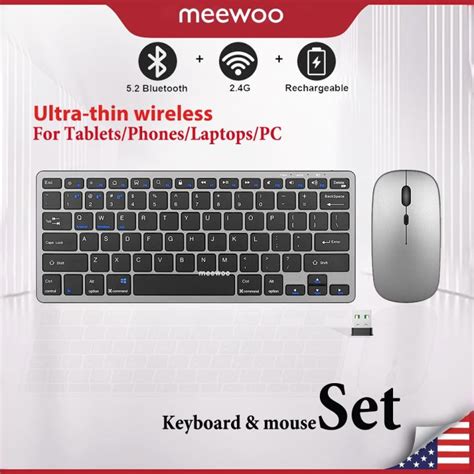 Meewoo Wireless Bluetooth Keyboard And Mouse Chargeable Set Business Portable Ultra Slim