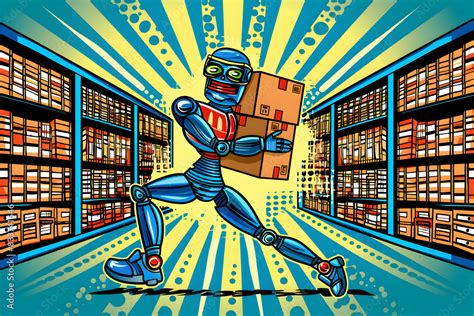 Cartoon Like Illustration Of Warehouse Robot Robots Warehouse Automation Fulfillment