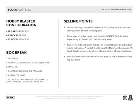 2023 Panini Score Football Hobby Blaster Box Cb Hobby