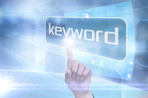 businessman pointing to word keyword computing touch sign photo