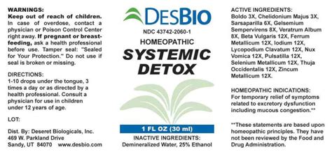 Ndc 43742 2060 Systemic Detox Liquid Oral