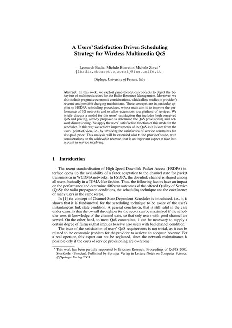 Pdf A Users Satisfaction Driven Scheduling Strategy For Wireless