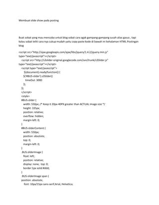 Membuat Slide Show Pada Posting DOCX