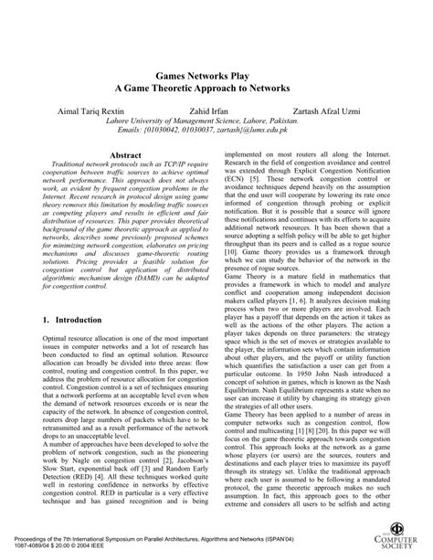 Pdf Games Networks Play A Game Theoretic Approach To Networks
