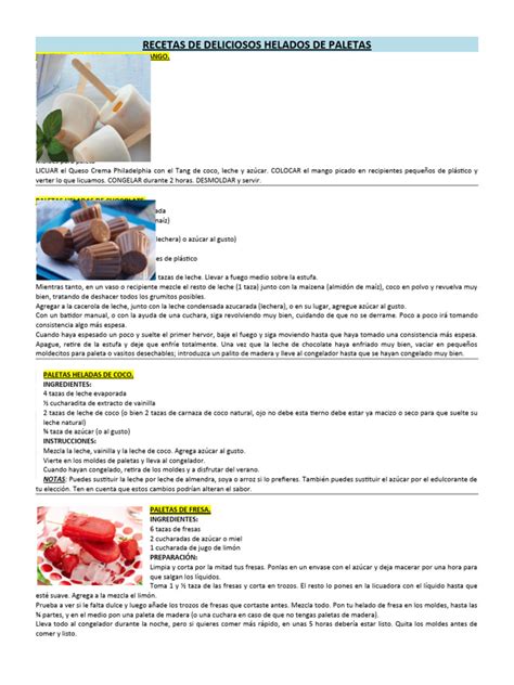 Helados De Paletas Pdf