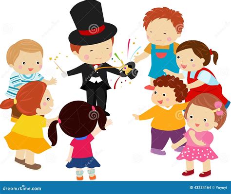 Featuring A Boy Performing Magic Tricks Stock Vector Illustration Of