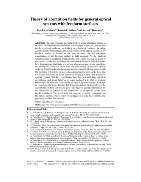 Pdf Theory Of Aberration Fields For General Optical Systems With Freeform Surfaces